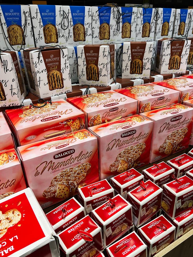 Display of Festive Sweet Bread Varieties in Packaged Boxes on Store ...