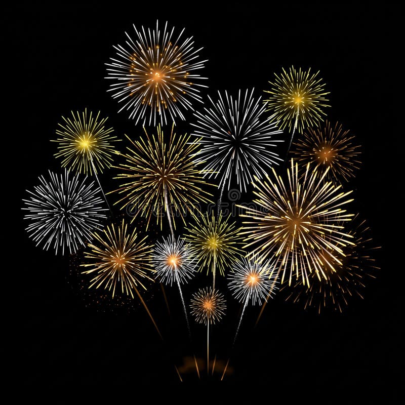 A Display of Fireworks Against a Black Background Features Symmetrical ...