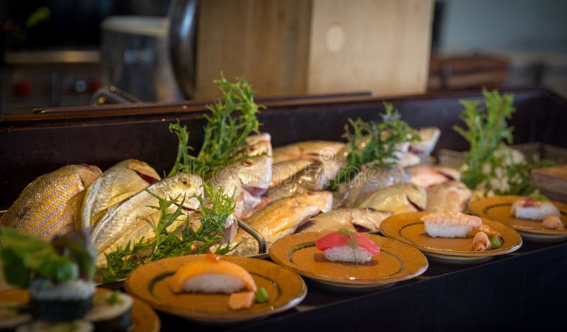 Display of Fish stock image. Image of dinner, yellow - 276446615