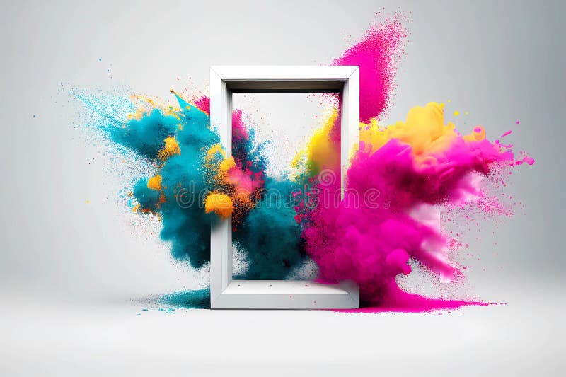 Display Frame with Colorful Powder Explosion. Generative Ai Stock ...
