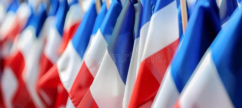 Display of French National Flags Arranged in a Neat and Orderly Row for ...