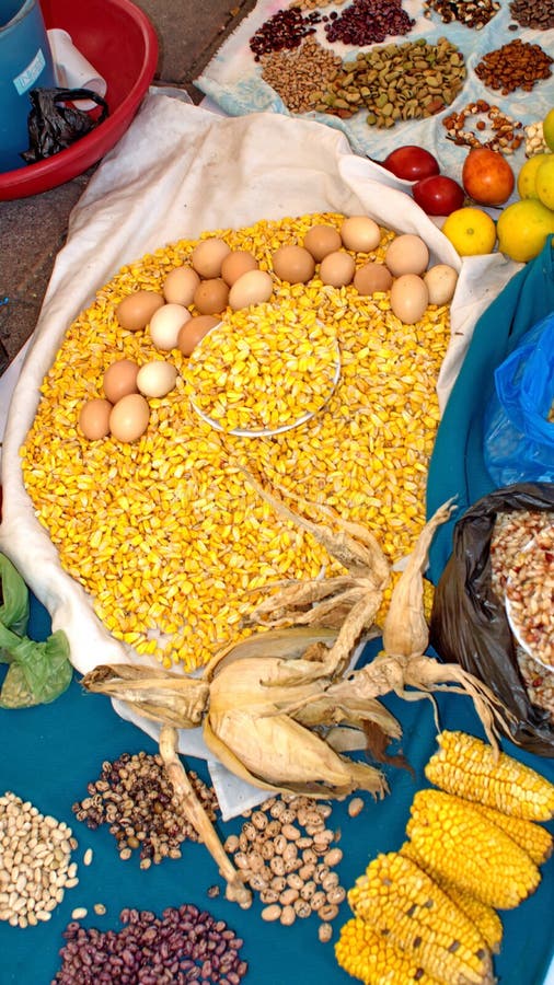 Display of Fresh and Dried Products at Muyu Raymi Stock Photo - Image ...