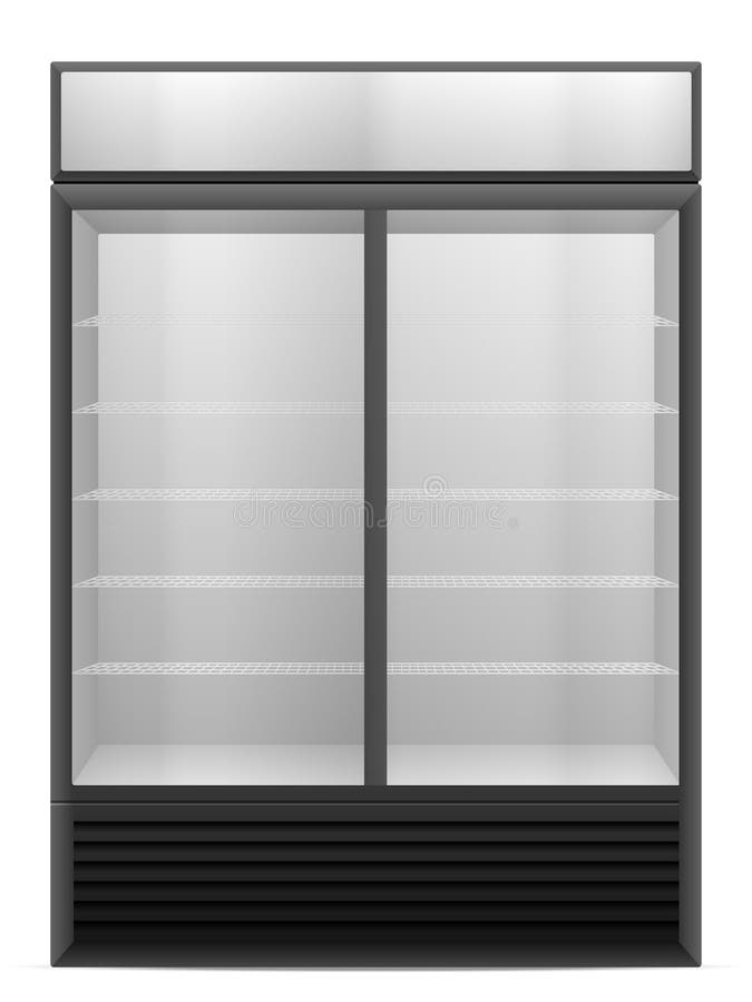 Display Fridge with Two Glass Sliding Doors Stock Vector - Illustration ...