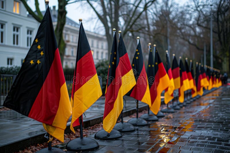 Display of German Flags for Festive Decoration and National Pride in ...
