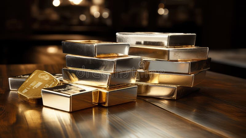 Display gold silver bars stock illustration. Illustration of rich ...