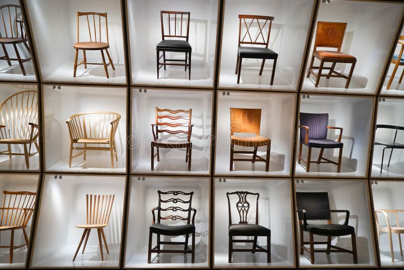 Display of Iconic Danish Chairs in the Designmuseum in Copenhagen ...