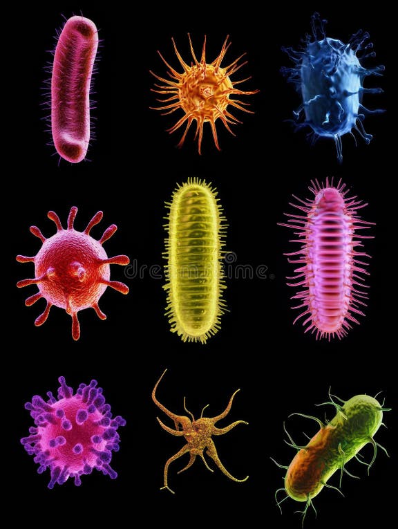 Sequence of Evolving Bacteria Showcasing Diverse Forms and Structures ...