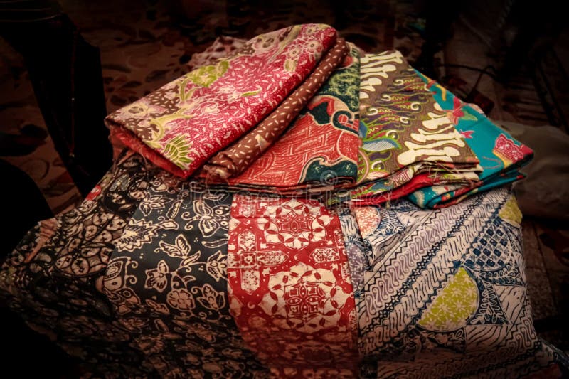 Display of Indonesian Batik Cloth Stock Photo - Image of tradition ...