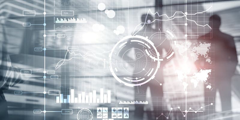 Illustration, 3D. Display Interface Intelligence Dashboard and Charts ...