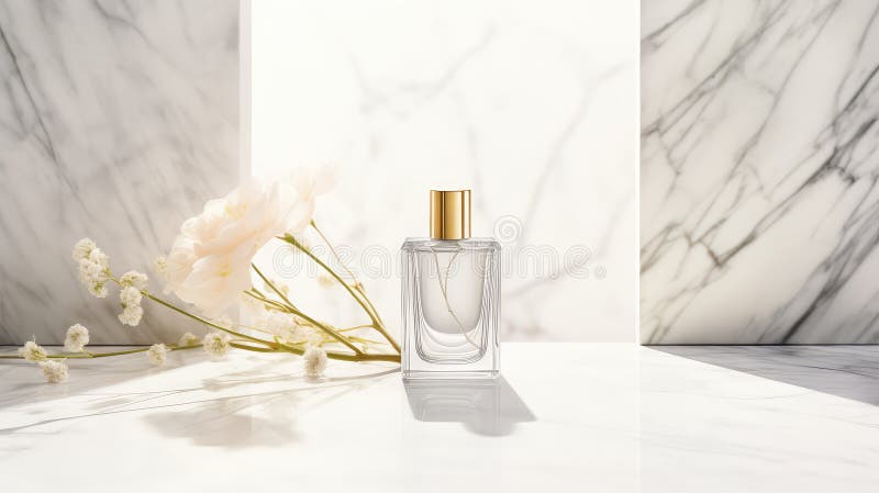 Light Marble Background Illustration Perfume Bottle Stock Illustrations ...