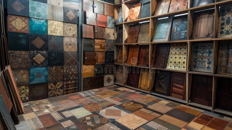 Display of Linoleum Flooring Samples in a Home Decor Store Stock Photo ...