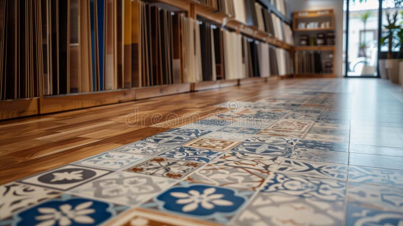 Display Linoleum Flooring Samples Home Improvement Store Aisle Stock ...