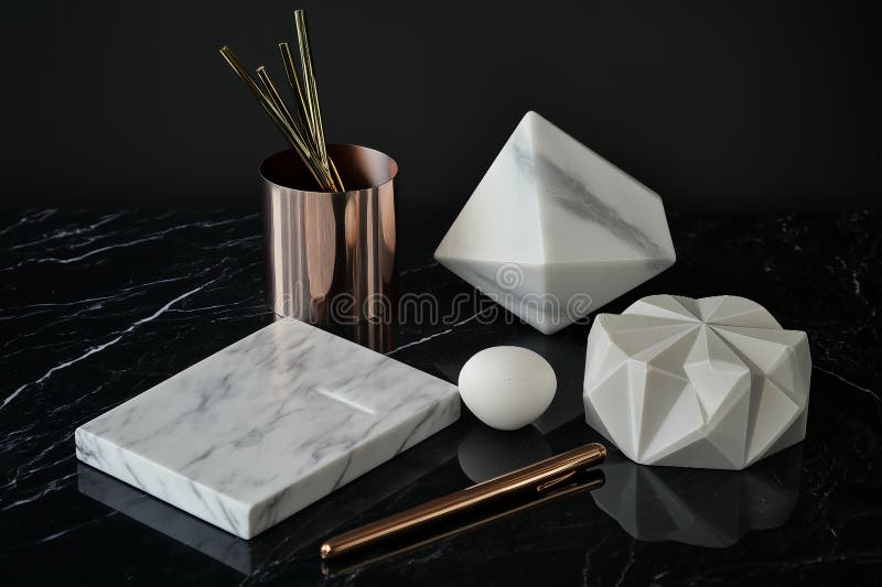 Display of Marble Objects Including a Bookend a Small Tray and a ...