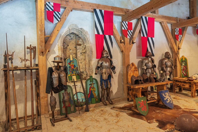 Display of Medieval Weapons Stock Image - Image of place, cave: 266007171