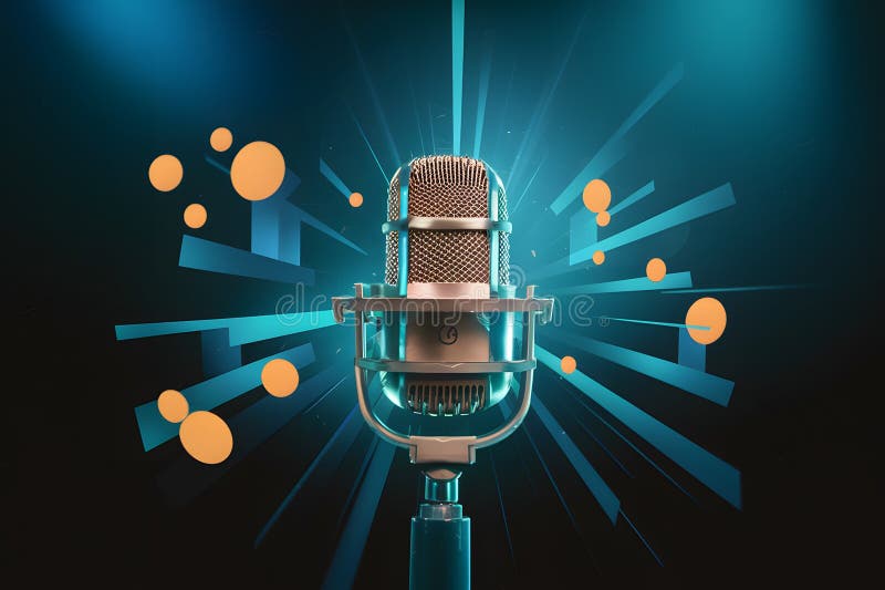 Display Microphone on Stage with Abstract Blue Light, Artistic Ambiance ...