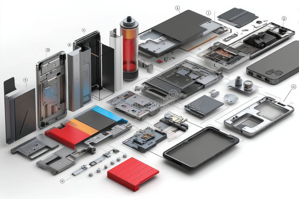 Exploded View of a Modular Smartphone Concept Showcasing Various ...