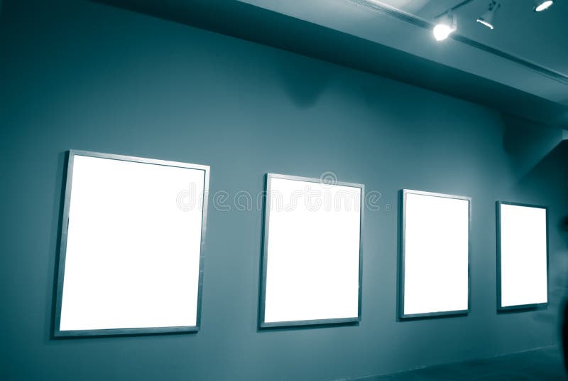 Frames on White Wall in Art Museum Stock Image - Image of artist ...