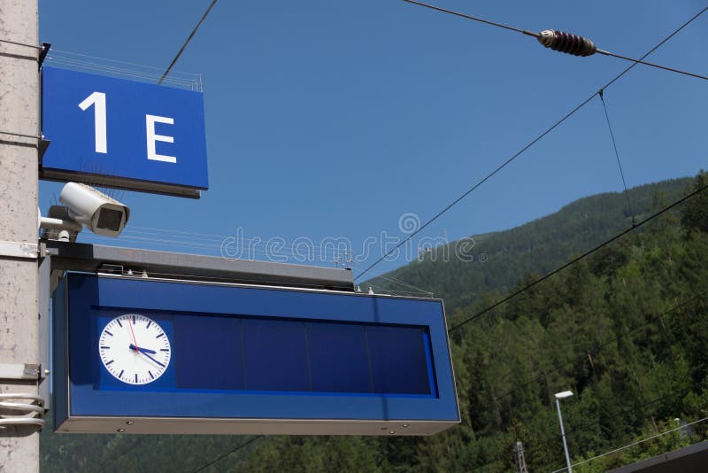 Display Panel Clock Camera Information Board Sky Stock Photo - Image of ...