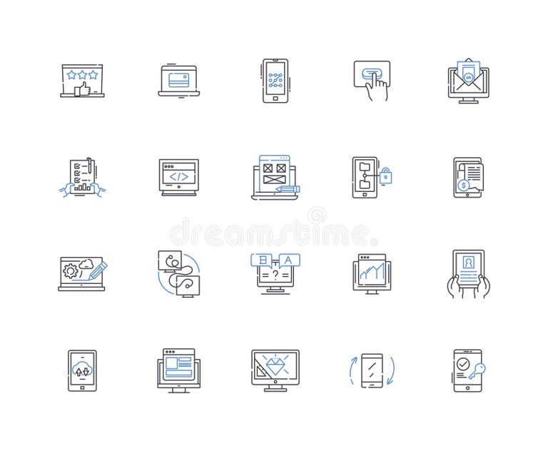 Display Panel Line Icons Collection. Resolution, Contrast, Brightness ...