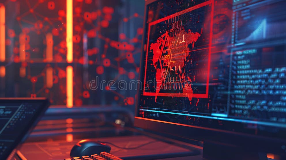 The Display of a Pc Attacked by an Hacker Stock Photo - Image of cyber ...