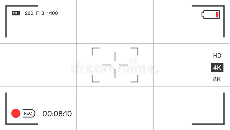 Focus on Camera Screen, Display with Settings Stock Vector ...
