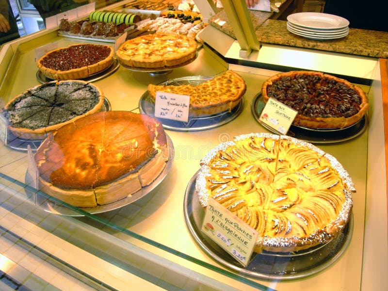 Display of Pies in a French Bakery Stock Photo - Image of baked ...
