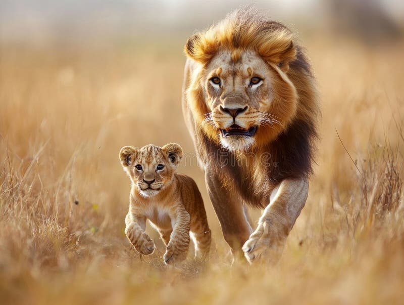 In a Display of Playful Behavior, a Lion Cub is Photographed Pouncing ...