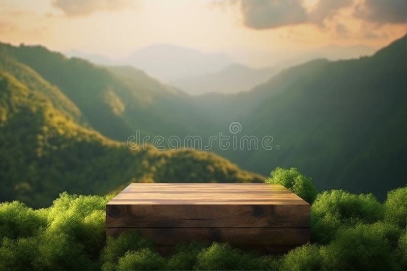Display Podium for Product Presentation in Front of a Nature Landscape ...