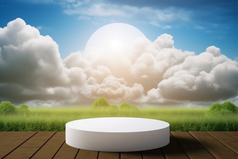 Display Podium for Product Presentation in Front of a Nature Landscape ...