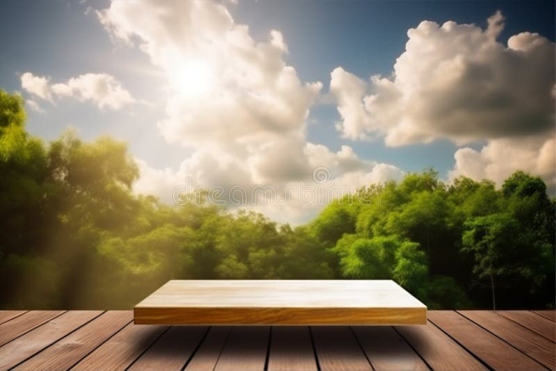 Display Podium for Product Presentation in Front of a Nature Landscape ...