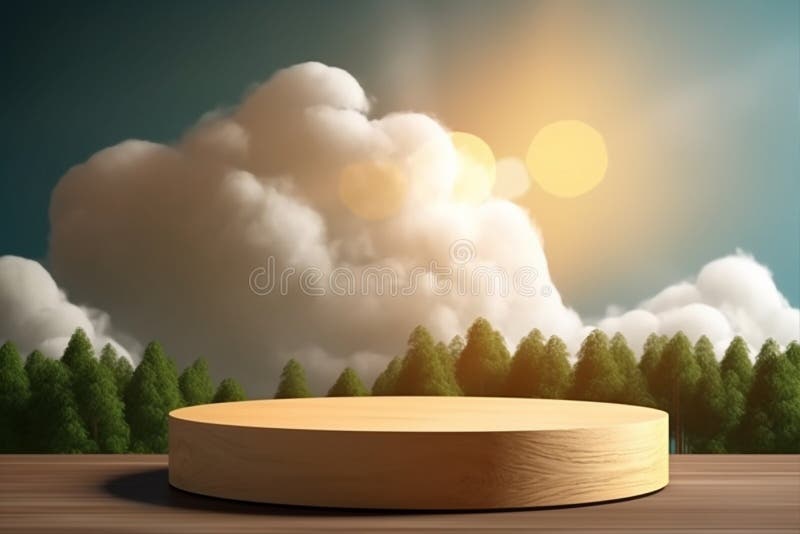 Display Podium for Product Presentation in Front of a Nature Landscape ...