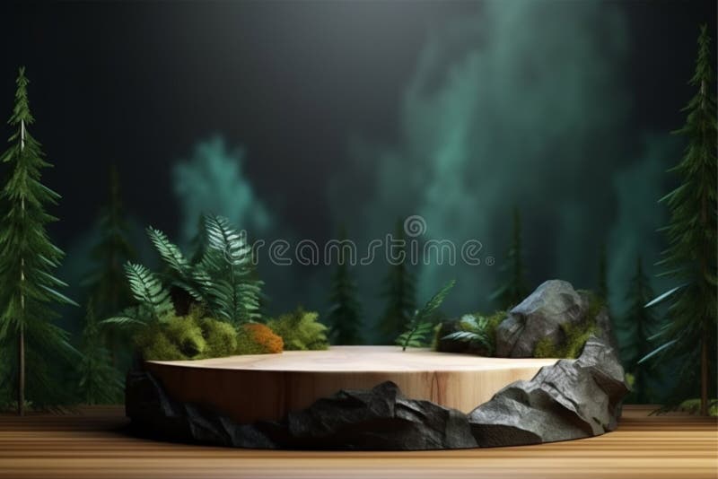 Display Podium for Product Presentation in Front of a Nature Landscape ...