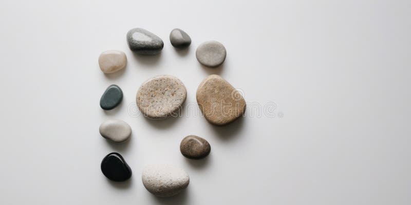 Display of Polished and Natural Stones and Pebbles. Stock Illustration ...