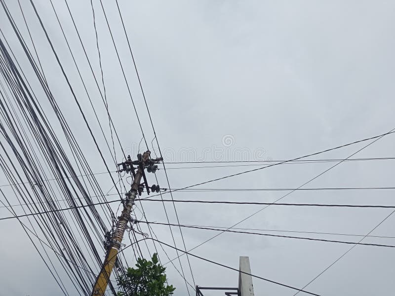 Display of Power Cables and Internet Network Cables Attached To ...