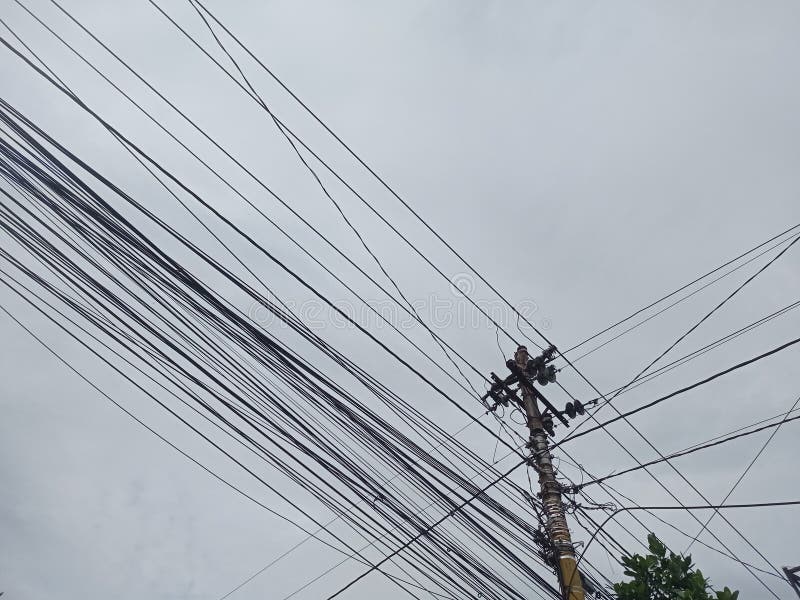 Display of Power Cables and Internet Network Cables Attached To ...