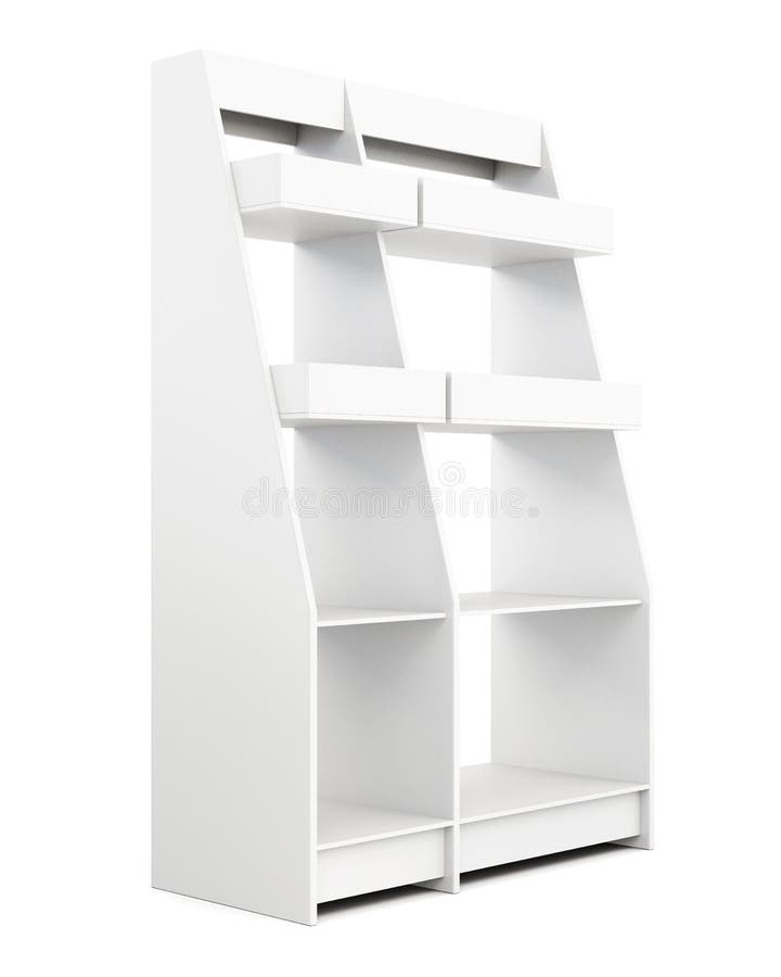 Display Rack with Shelves Isolated on White Background. 3d Rendering ...