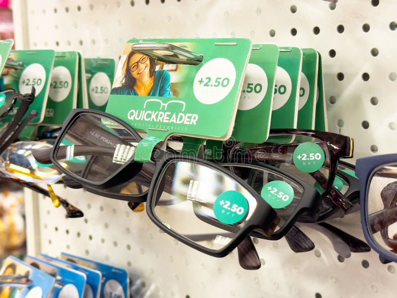 Display of Reading Glasses with Various Frames and Magnifications in ...