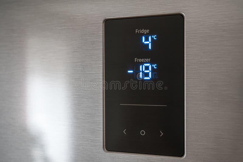 Display of a Refrigerator with Set Temperatures for the Refrigerator ...