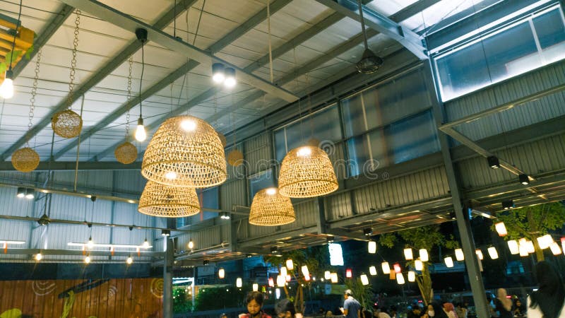 Display of Restaurant Lights with an Outdoor Concept Stock Photo ...