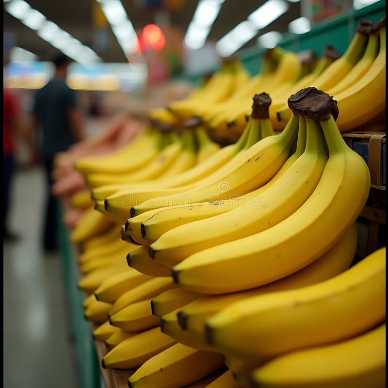 Display of Ripe Yellow Bananas at a Grocery Store Stock Illustration ...