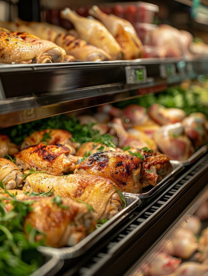 Display of Roasted Chicken at a Grocery Store Stock Image - Image of ...
