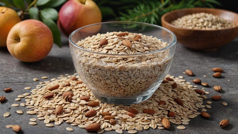 A Display of Rolled Oats, Scattered on a Table, with Some Grains ...