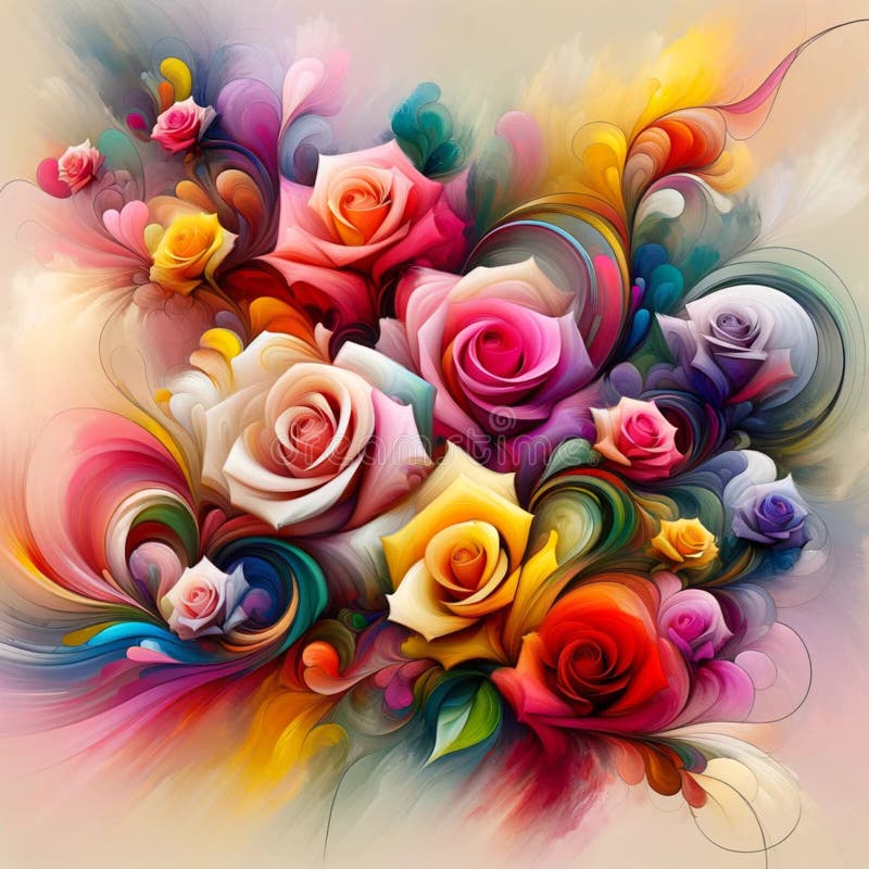 Ethereal Blooms of Chromatic Elegance Stock Illustration - Illustration ...