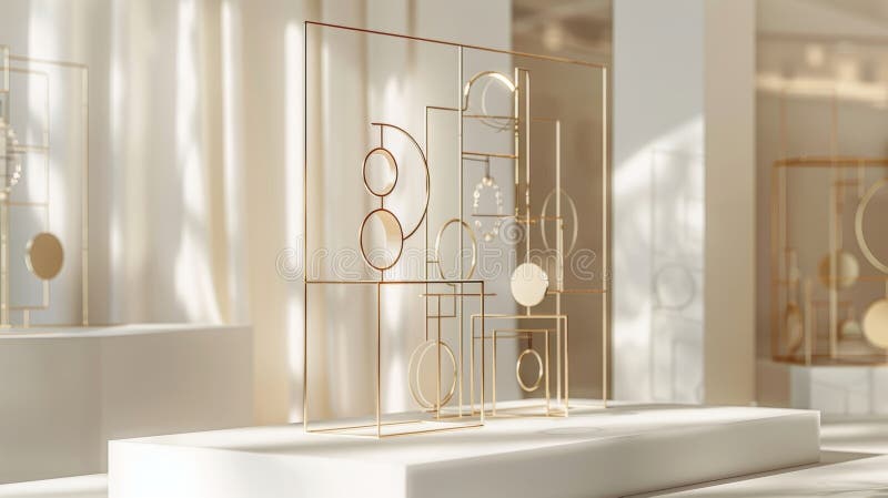 A Display with a Rotating Geometric Wire Frame for Showcasing a ...