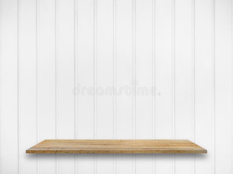 Display Shelf on White Panel Wall Background Stock Photo - Image of ...