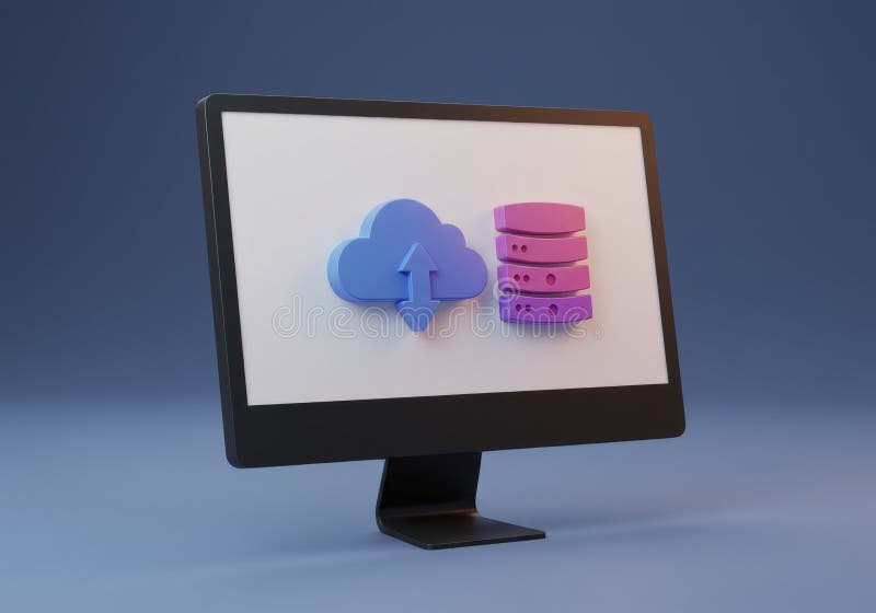 Display Showing Cloud and Data Storage Connection Stock Illustration ...