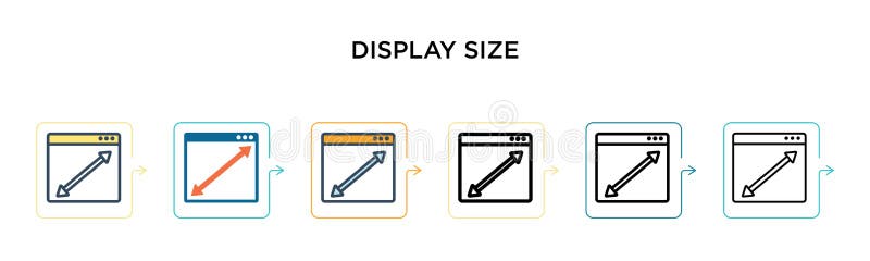 Display Size Vector Icon in 6 Different Modern Styles. Black, Two ...
