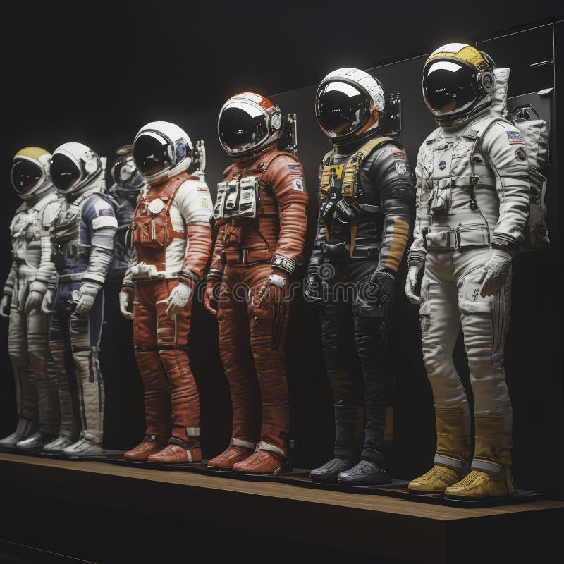 Display of Iconic Space Suits Showcasing Evolution in Space Exploration ...