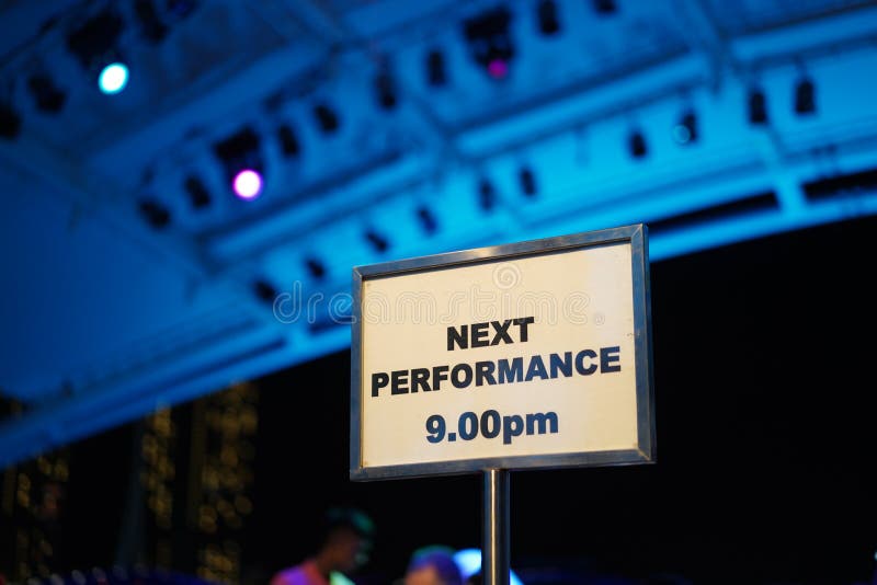 Display Interval Notice at a Night Indoor Performance Stock Photo ...