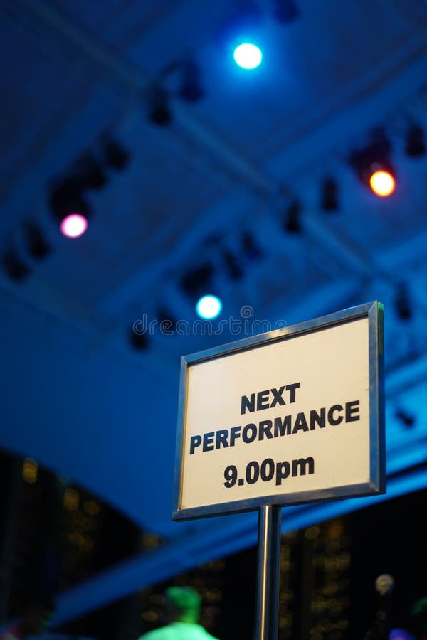 Display of Interval Notice at a Night Indoor Performance Stock Photo ...
